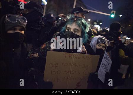 Protesters seen during blockade of Warsaw by feminist Womans Strike in ...