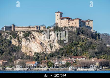 Landscape of the castle of Angera and the city Stock Photo - Alamy