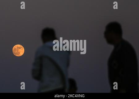 Full moon is seen over Gaza City, on November 29, 2020. (Photo by Sameh ...