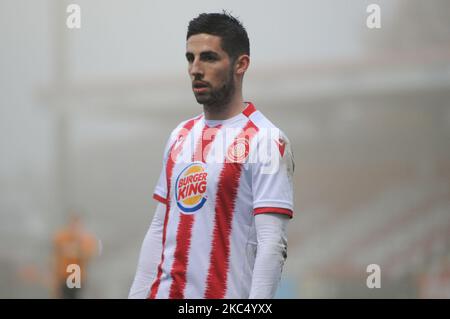 Stevenages Tom Pett during the FA Cup match between Stevenage and Hull ...