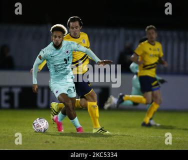 Sorba Thomas of Boreham Wood during FA Cup Second Round between Canvey ...