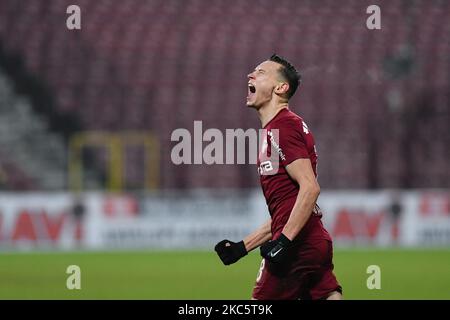 Valentin Costache (red) of CFR Cluj during CFR 1907 Cluj v FCSB ...