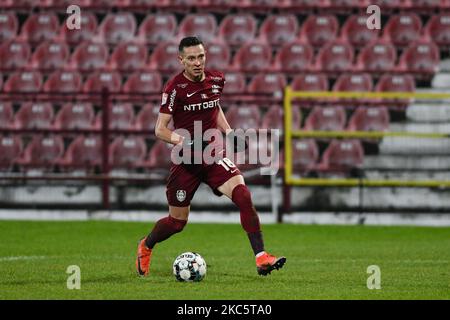 Valentin Costache (red) of CFR Cluj during CFR 1907 Cluj v FCSB ...