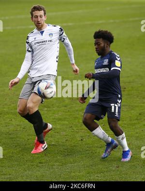 Colchester United's Tom Eastman during the Papa John's Trophy match at ...