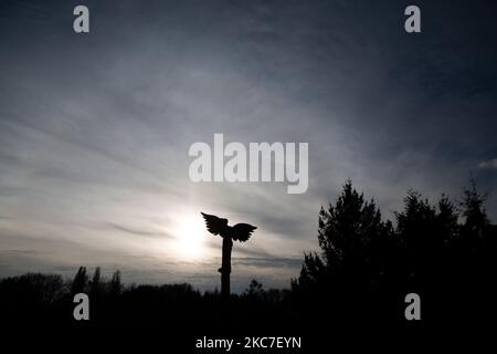 The sculpture 'Guardian Angel' by Roman Stanczak is seen in the Brodno ...