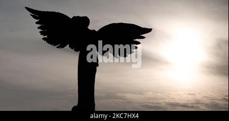 The sculpture 'Guardian Angel' by Roman Stanczak is seen in the Brodno ...