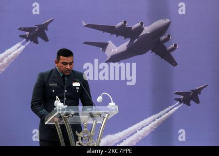 Indian Air Force (IAF) Akash Ganga team perform sky diving depicting ...