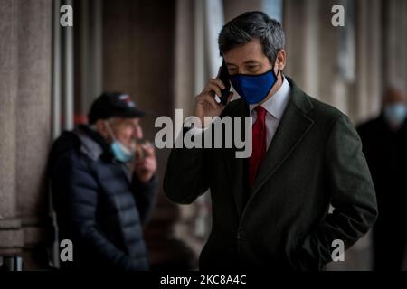 Deputy of Partito Democratico Andrea Orlando (L) and General Secretary ...