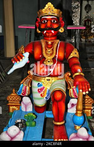 Freshly painted figure of the demon Sooran at the Arasadi Vinayagar ...