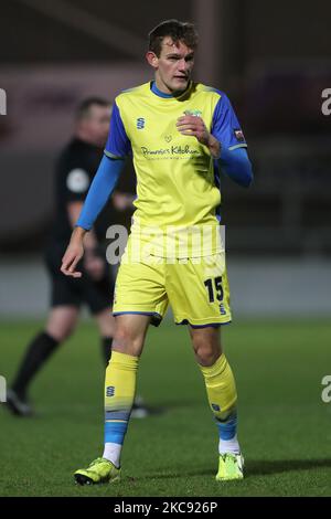 Callum Maycock of Solihull Moors and Hartlepool United's Mark Shelton ...