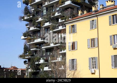 General view of Vertical Forest - Bosco Verticale in Milano, Italy, on ...