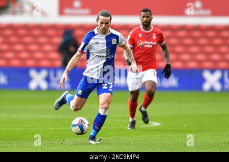 Lewis Travis of Blackburn Rovers in action during the Sky Bet ...