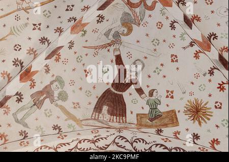 Sacrifice of Isaac, fresco in Fanefjord church, Denmark, October 10 ...