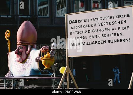 general view of the Jacques Tilly designed carnival floats is installed ...