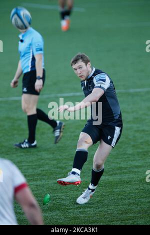 Newcastle Falcon's Brett Connon kicks a conversation during the ...