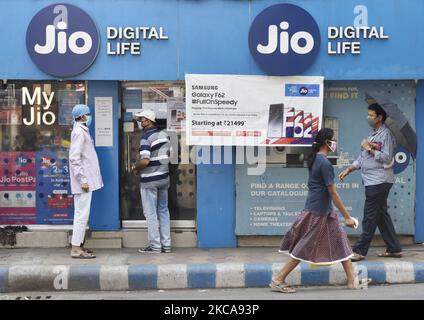 Reliance Jio store in Kolkata, India, 12 October, 2019. Reliance Jio ...