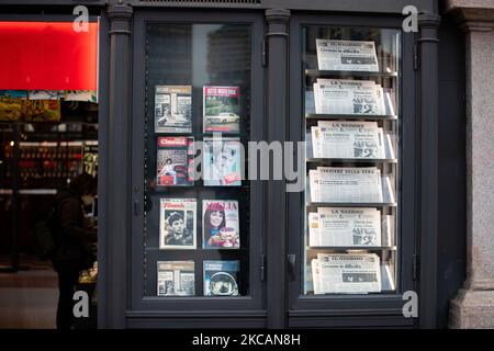 General view of House of Gucci movie set on March 10, 2021 in Milan ...