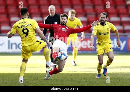 Crewe’s Luke Murphy clashes with Burtons Ryan Edwards during the Sky ...