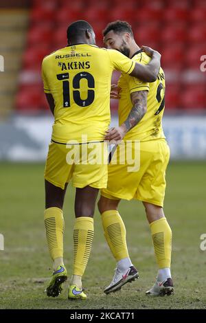 Burtons Kane Hemmings celebrates making it 2-0 during the Sky Bet ...