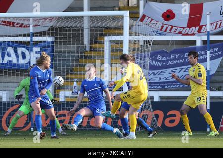 Eastleigh's Tom Blair shoots at goal during the Vanarama National ...