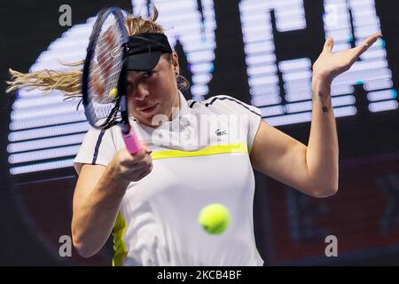 Anastasia Gasanova of Russia returns the ball during the second round ...