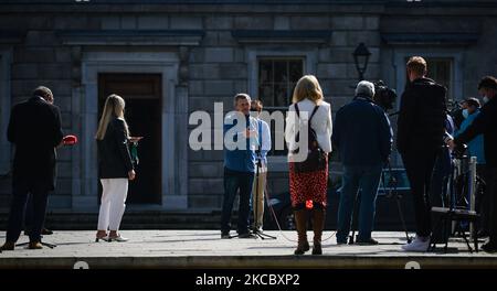 People Before Profit politician Richard Boyd Barret speaking to the ...