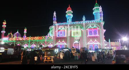 The Beemapally Mosque (Beemapally Dargah Shareef) is illuminated during ...