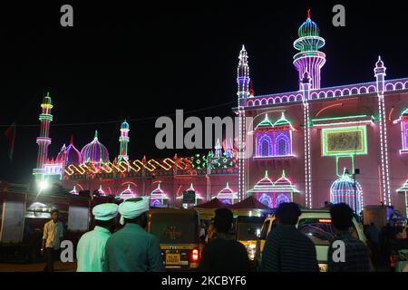 The Beemapally Mosque (Beemapally Dargah Shareef) is illuminated during ...