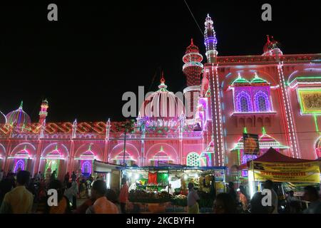 The Beemapally Mosque (Beemapally Dargah Shareef) is illuminated during ...