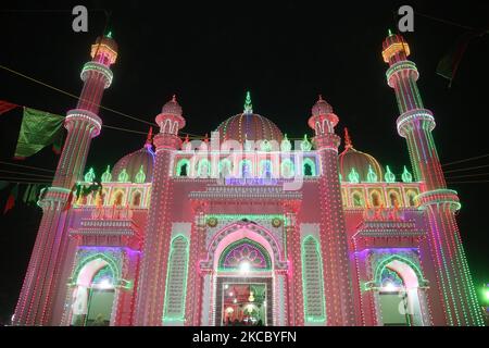 The Beemapally Mosque (Beemapally Dargah Shareef) is illuminated during ...