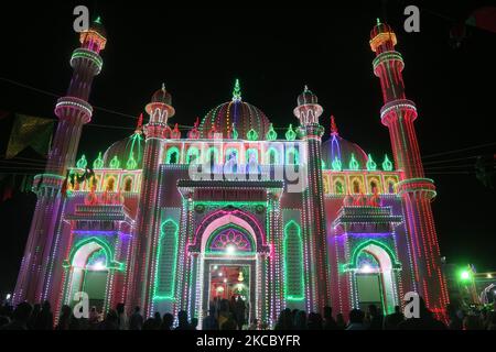 The Beemapally Mosque (Beemapally Dargah Shareef) is illuminated during ...