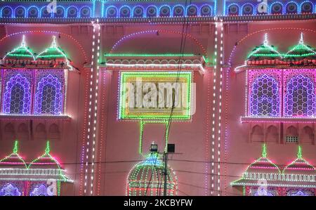 The Beemapally Mosque (Beemapally Dargah Shareef) is illuminated during ...