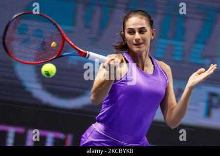 Anastasia Gasanova of Russia returns the ball to Anastasia ...