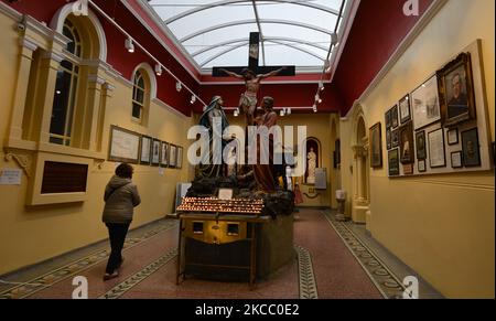 People entering to pray to Whitefriar Church in Dublin, on Good Friday ...
