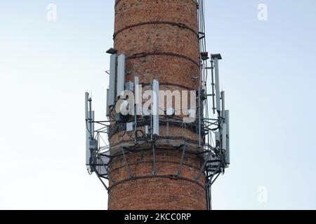 GPS antenna tower . Cellular tower equipped with GPS, 5G technologies ...