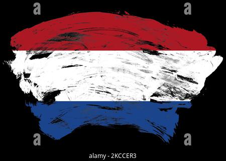 Netherlands flag on distressed grunge brush background Stock Photo - Alamy