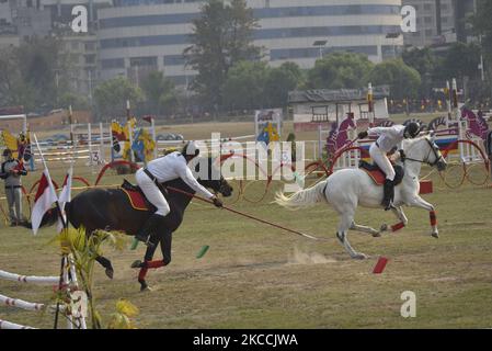 Nepalese Army Horse Cavalry perform horse riding skills during Ghode ...