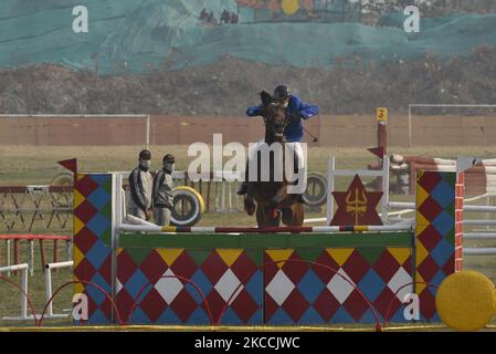 Nepalese Army Horse Cavalry perform horse riding skills during Ghode ...