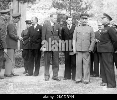 Political and military leaders attend the Tehran Conference during ...