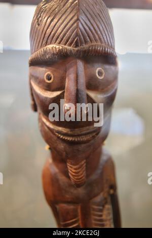 Female Moai statue displayed at the Sebastian Englert Anthropological ...