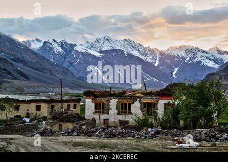 Traditional house in the Abran village in Zanskar, Ladakh, Jammu and ...