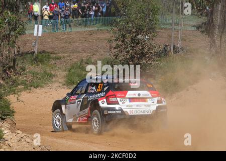 in action during the Shakedown - Baltar of the WRC Vodafone Rally ...