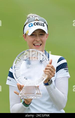 BELMONT, MI - JUNE 20: LPGA player Minji Kang plays her tee shot on the ...