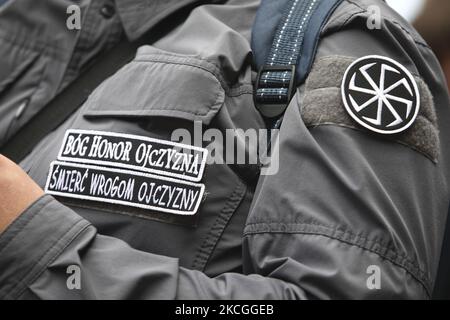 The black nazi symbols on the white board from the memorial area during ...