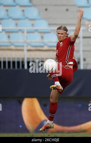 Erling Haaland of Norway controls the ball during the Group I match of ...