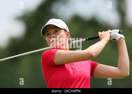 Esther Henseleit, of Germany, hits from the third hole during the final ...