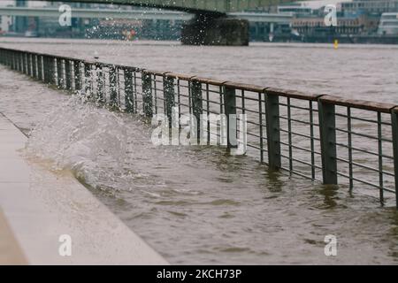 Flooding is seen along rhine promenade in Cologne, Germany on July 13 ...