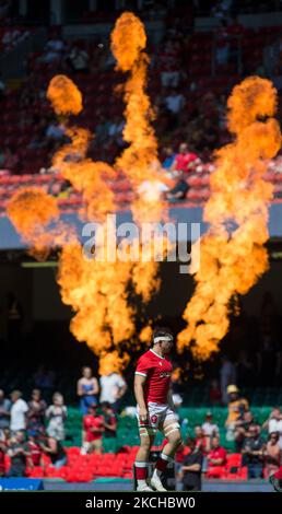 Welsh squad walks during the 2021 Summer Internationals match between ...