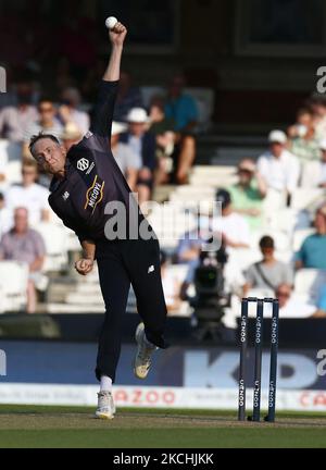 Tom Hartley of Manchester Originals in bowling action during The ...