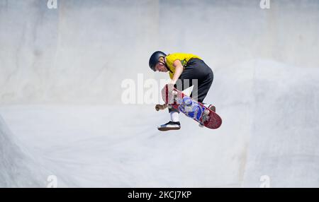 Poppy Olsen during women's park skateboard at the Olympics at Ariake ...